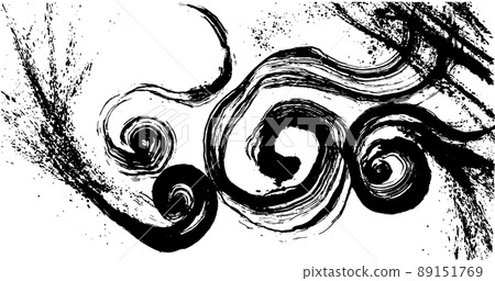 Wave Uzushio handwritten brush illustration - Stock Illustration ...