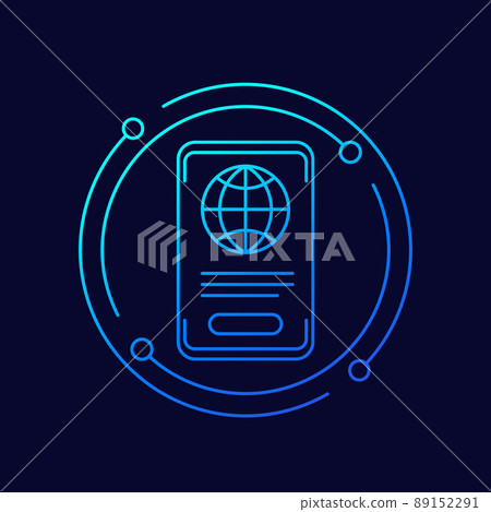 roaming line vector icon with a smart phone - Stock Illustration ...