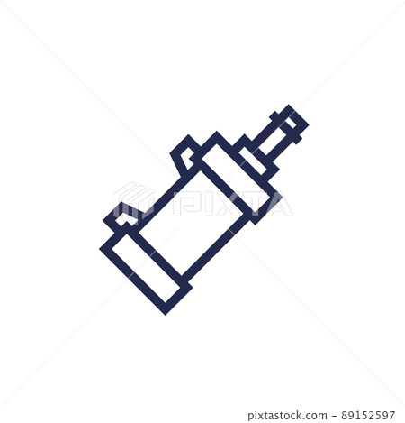 pneumatic cylinder, piston line icon - Stock Illustration [89152597 ...