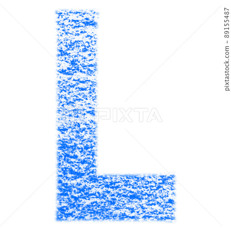 Alphabet drawn with crayon L uppercase blue... - Stock Illustration ...