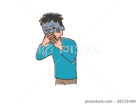 A man who is about to vomit, a comical... - Stock Illustration ...
