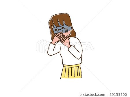 A woman who is about to vomit, a comical... - Stock Illustration ...