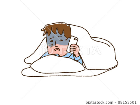 A man who is sick and calls someone with a... - Stock Illustration ...