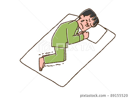 A man suffering from restless legs syndrome, a... - Stock Illustration ...