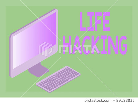 Text sign showing Life Hacking. Word for Simple... - Stock Illustration ...