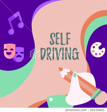 Text sign showing Self Driving. Business... - Stock Illustration ...
