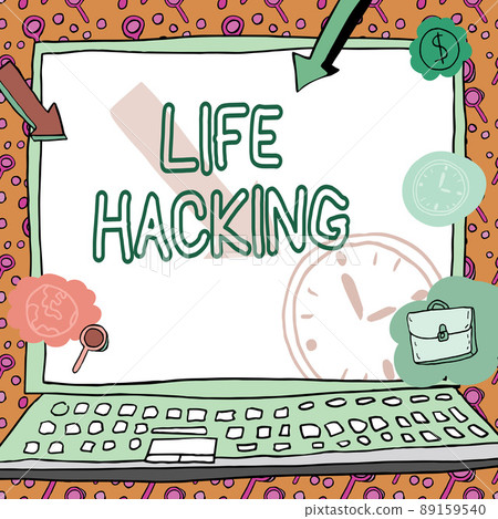 Hand writing sign Life Hacking. Word Written on... - Stock Illustration ...