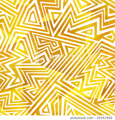 Gold color maze seamless pattern. - Stock Illustration [89163408] - PIXTA