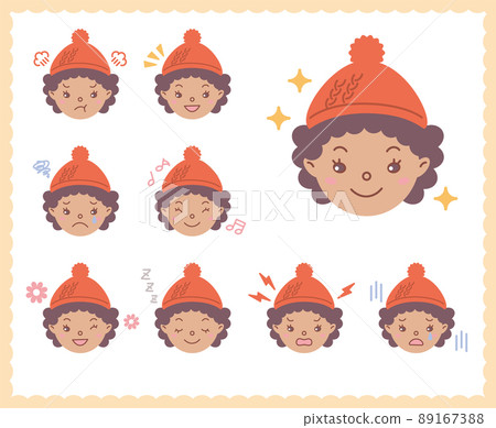Emotions of women's emotions Face icon set 55 - Stock Illustration ...