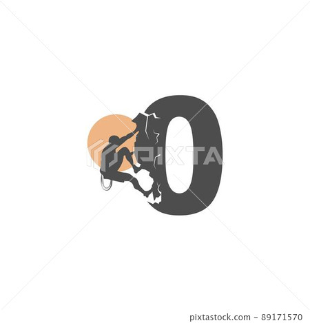 Rock climber climbing number zero illustration - Stock Illustration ...