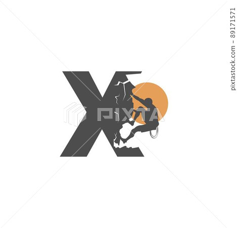 Rock climber climbing letter X illustration - Stock Illustration ...