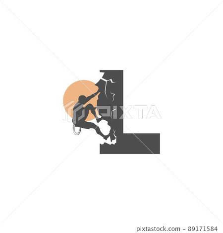 Rock climber climbing letter L illustration - Stock Illustration ...