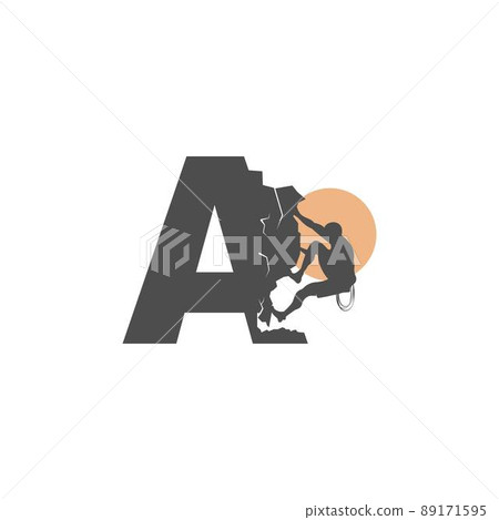 Rock climber climbing letter A illustration - Stock Illustration ...