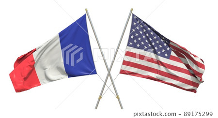 Flags of the USA and France on white... - Stock Illustration [89175299 ...