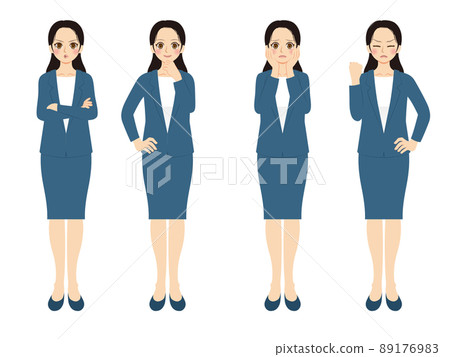 Working woman illustration set, whole body,... - Stock Illustration ...