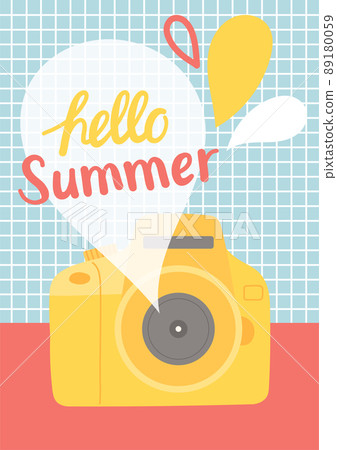 Hello summer colorful postcard, flat design vector - Stock Illustration ...
