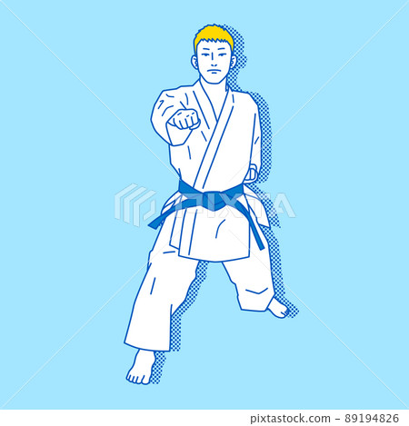 Illustration (vector) of a man doing karate... - Stock Illustration ...