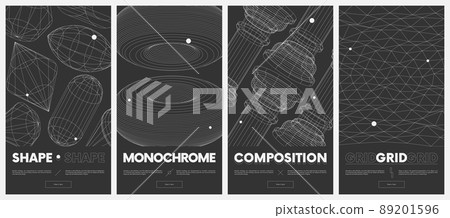 Collection vector posters with strange... - Stock Illustration ...