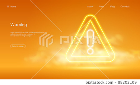 Glowing warning sign, exclamation mark in... - Stock Illustration ...