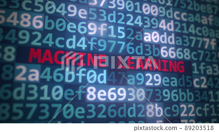 Code and MACHINE LEARNING text on the computer... - Stock Illustration ...