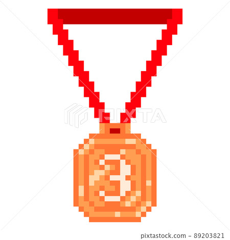 Bronze medal, third place trophy 8-bit graphics... - Stock Illustration ...