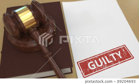 Judge gavel and GUILTY stamp on the paper.... - Stock Illustration ...