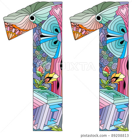 11 number vintage font. Engraving design....-插圖素材 [89208813] - PIXTA圖庫