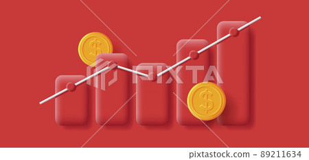 Bar chart red monochrome bars with increasing... - Stock Illustration ...