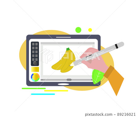 Draw fruit pictures on your tablet Drawing... - Stock Illustration ...