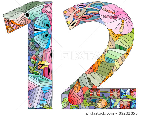 12 number vintage font. Engraving design.... - Stock Illustration ...