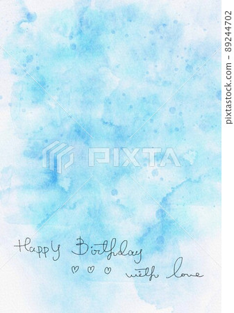 Happy Birthday watercolor background sea blue sky - Stock Illustration ...