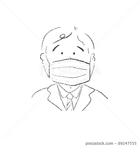 [Crayon] A man wearing a mask - Stock Illustration [89247555] - PIXTA