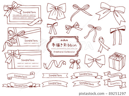 Hand-painted ribbon illustration line - Stock Illustration [89251297 ...