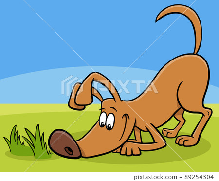 cartoon funny sniffing dog comic animal character-插圖素材 [89254304] - PIXTA圖庫