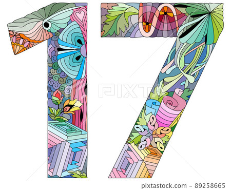17 number vintage font. Engraving design.... - Stock Illustration ...