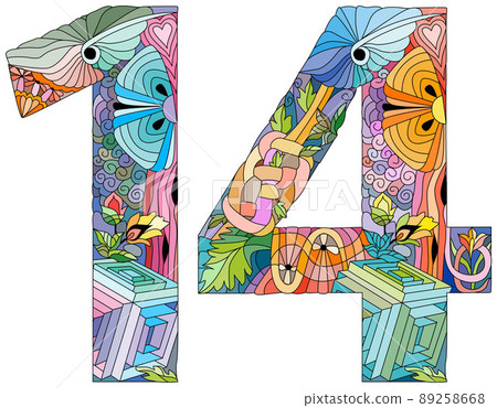 14 number vintage font. Engraving design.... - Stock Illustration ...