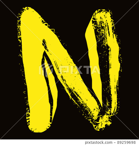 Hand-drawn yellow letter on black... - Stock Illustration [89259698 ...