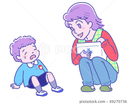 Injured child and nursery teacher - Stock Illustration [89270736] - PIXTA