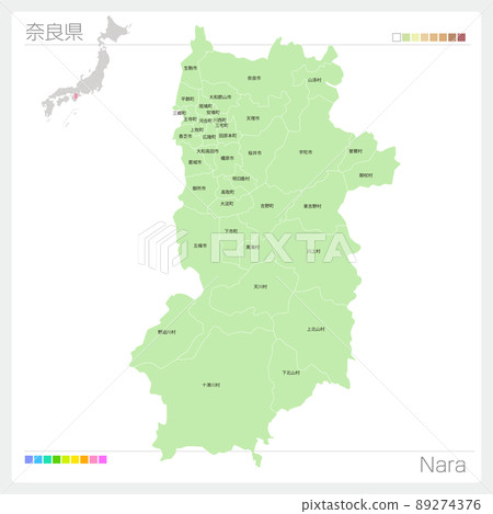 Map of Nara Prefecture ・ Nara Map - Stock Illustration [89274376] - PIXTA