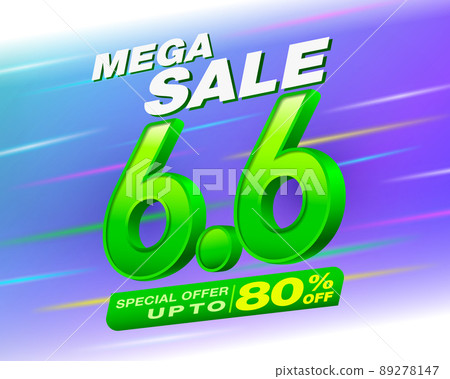 6.6 Shopping Day Banner half year sale sales... - Stock Illustration ...