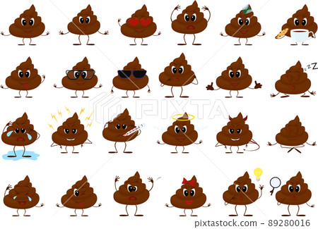 Cartoon poo character, set of emotions - Stock Illustration [89280016 ...