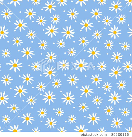 Daisy Pattern Seamless. Blue Floral Pattern... - Stock Illustration ...