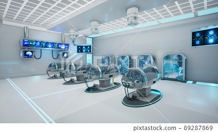 Futuristic hospital room in metaverse concept.... - Stock Illustration ...