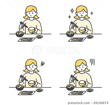 一個女孩吃飯的插畫素材-插圖素材 [89288674] - PIXTA圖庫