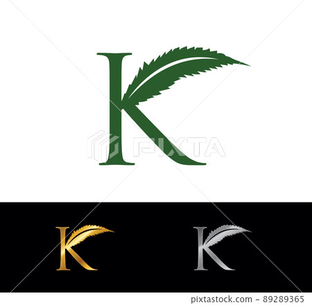 Cannabis Leaf Monogram Initial Letter Logo - Stock Illustration ...