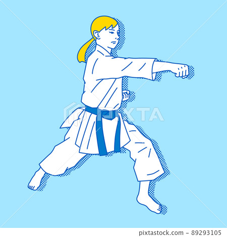 Illustration (vector) of a woman doing karate... - Stock Illustration ...