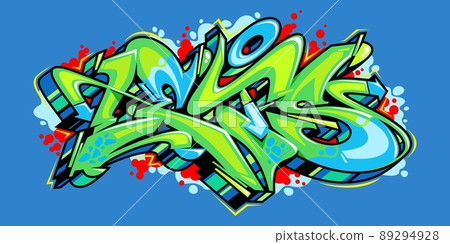 Green And Blue Abstract Word Lets Graffiti... - Stock Illustration ...