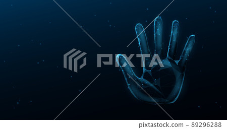 Stop hand sign form lines, triangles and...-插圖素材 [89296288] - PIXTA圖庫