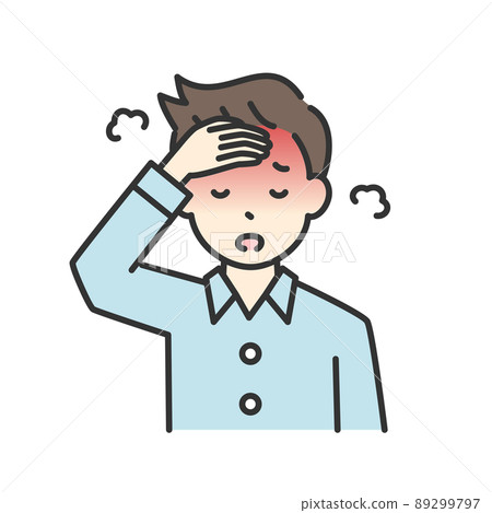 Illustration of a man with a fever - Stock Illustration [89299797] - PIXTA