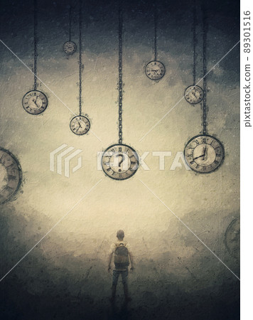 Person lost in time conceptual painting....-插圖素材 [89301516] - PIXTA圖庫